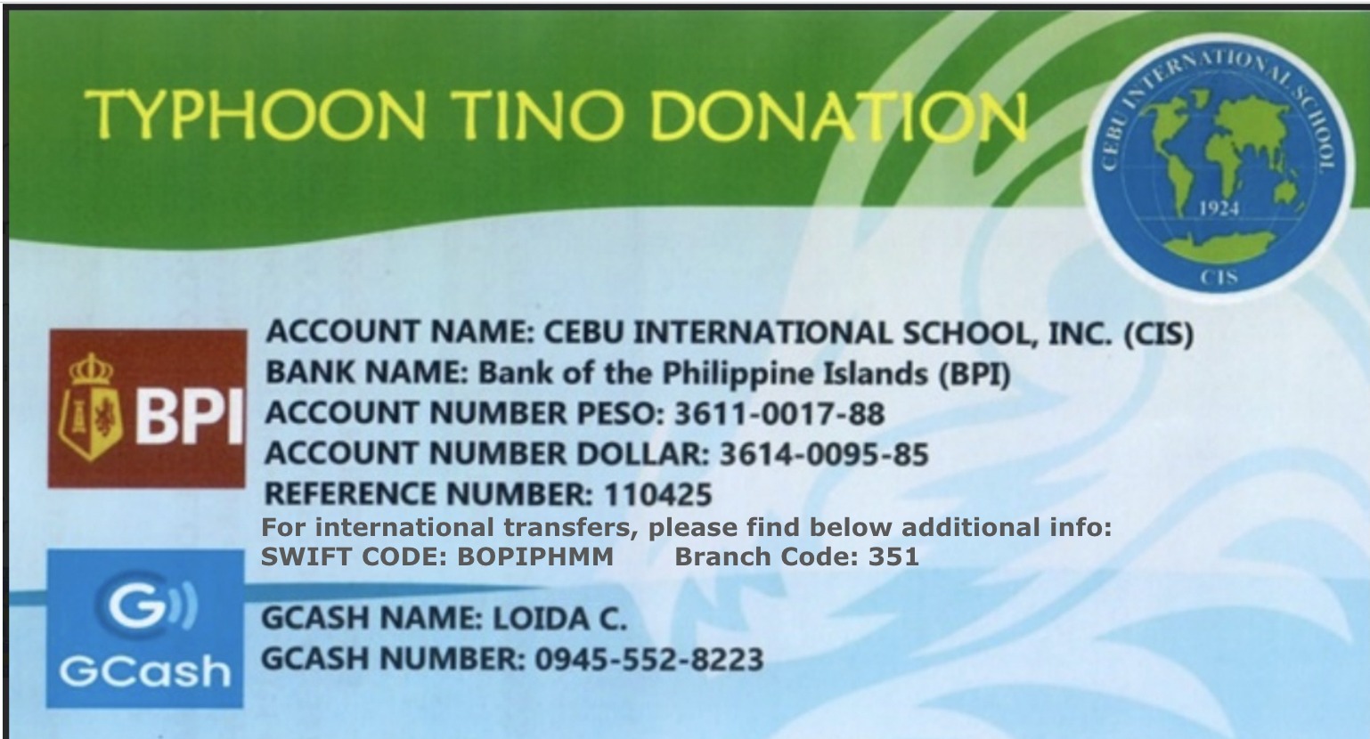 Typhoon Tino Donation | Cebu International School